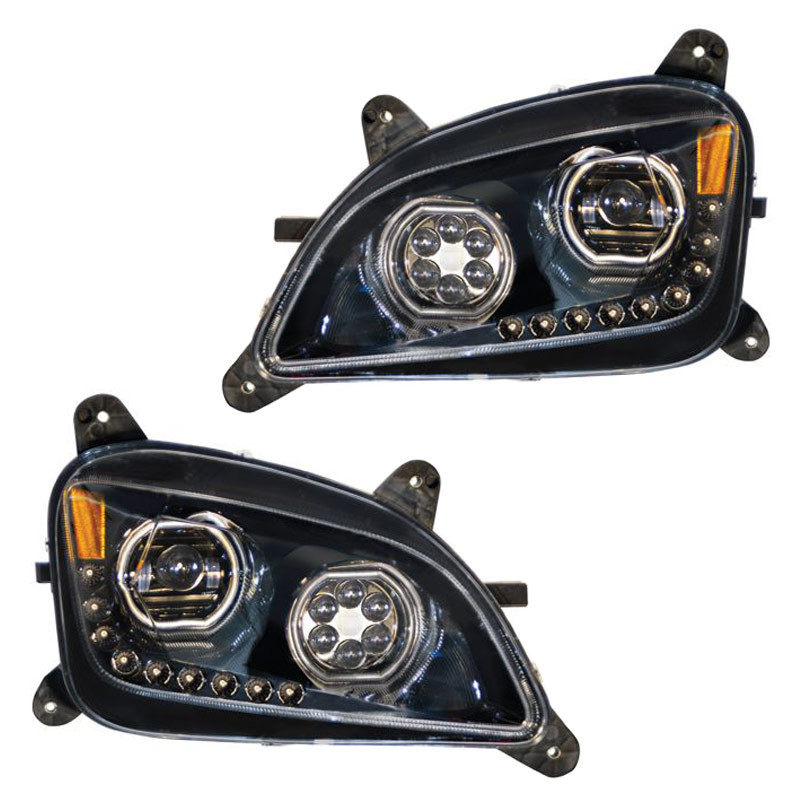 Kenworth T680 Blackout Headlight With Halo LED And Sequential Light Bar ...