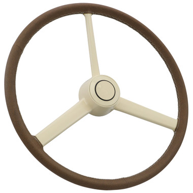 20" Retro Brown Leather Steering Wheel - Raney's Truck Parts