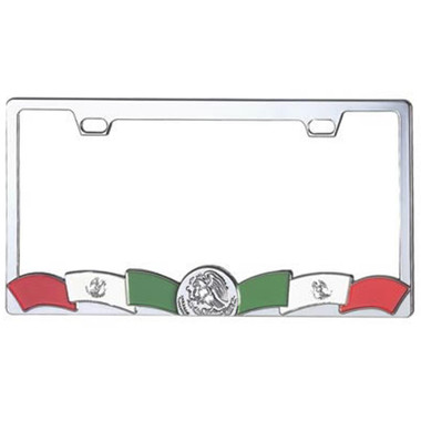 Chrome Mexican Flag With Eagle License Plate Frame CL120 60270 50019 ...
