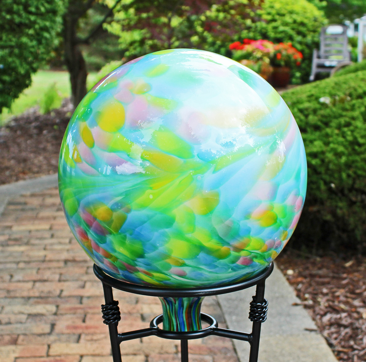 "Poseidon II" Over Opal Gazing Ball - WitchBalls.com