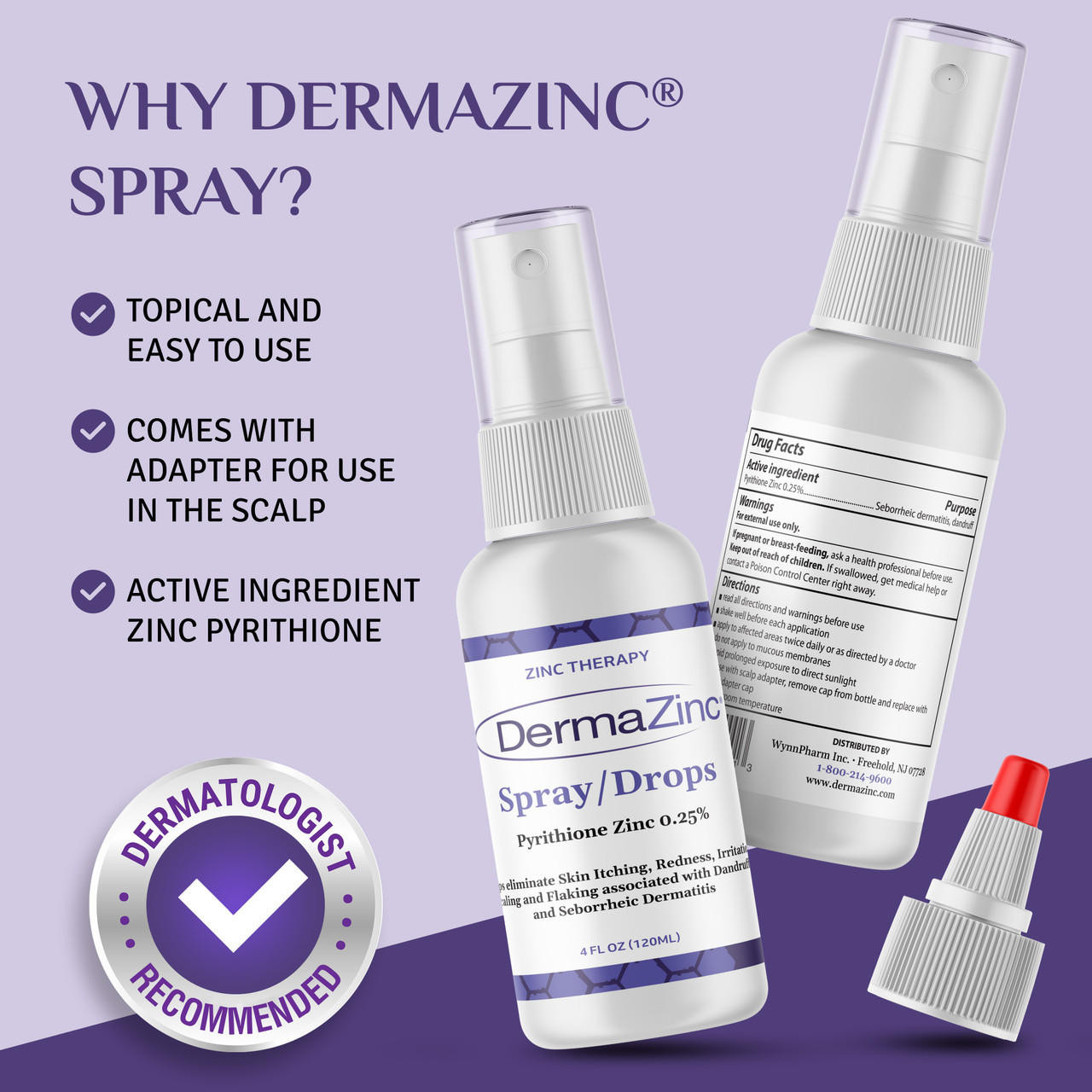 Steroid-free Zinc Spray treats body and scalp | DermaZinc®