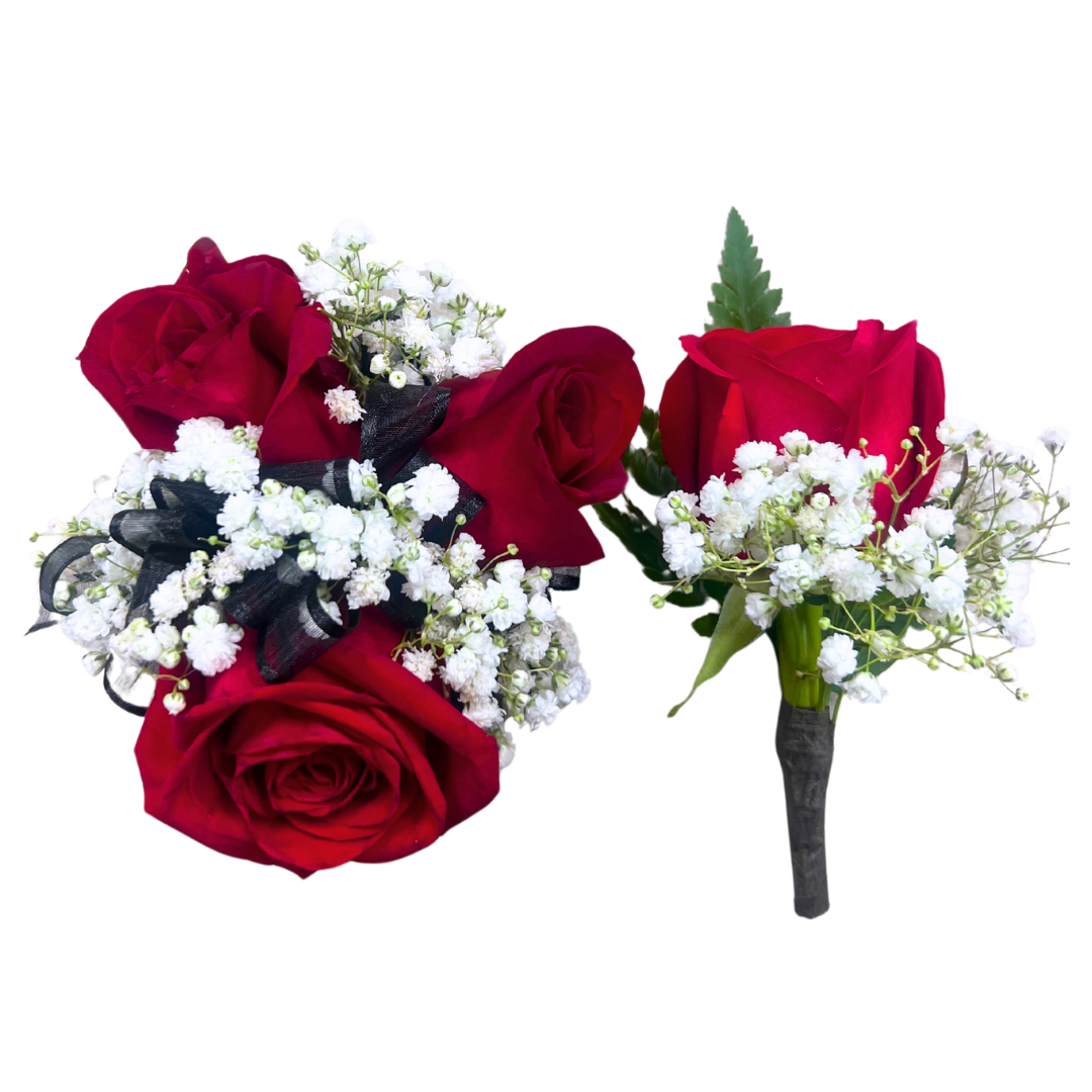 Red Rose Corsage Set - Angie's Floral Designs