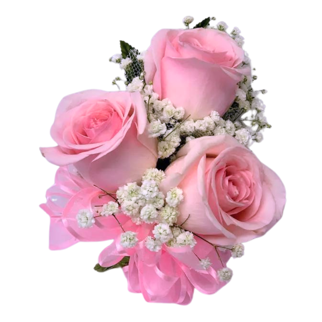 (3) Soft Pink Rose Wrist Corsage - Angie's Floral Designs