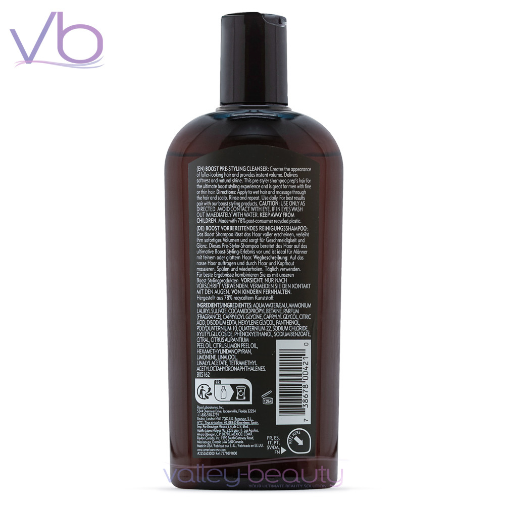 American Crew Boost Pre-Styling Cleanser | Volumizing Shampoo for Fine Hair