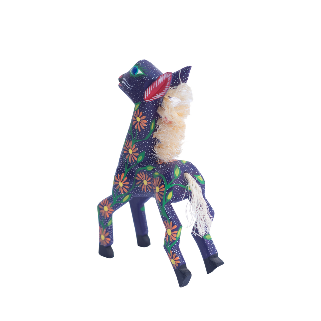 Handcarved Wooden Oaxacan Alebrije, Colorful Orange Flower Donkey ...