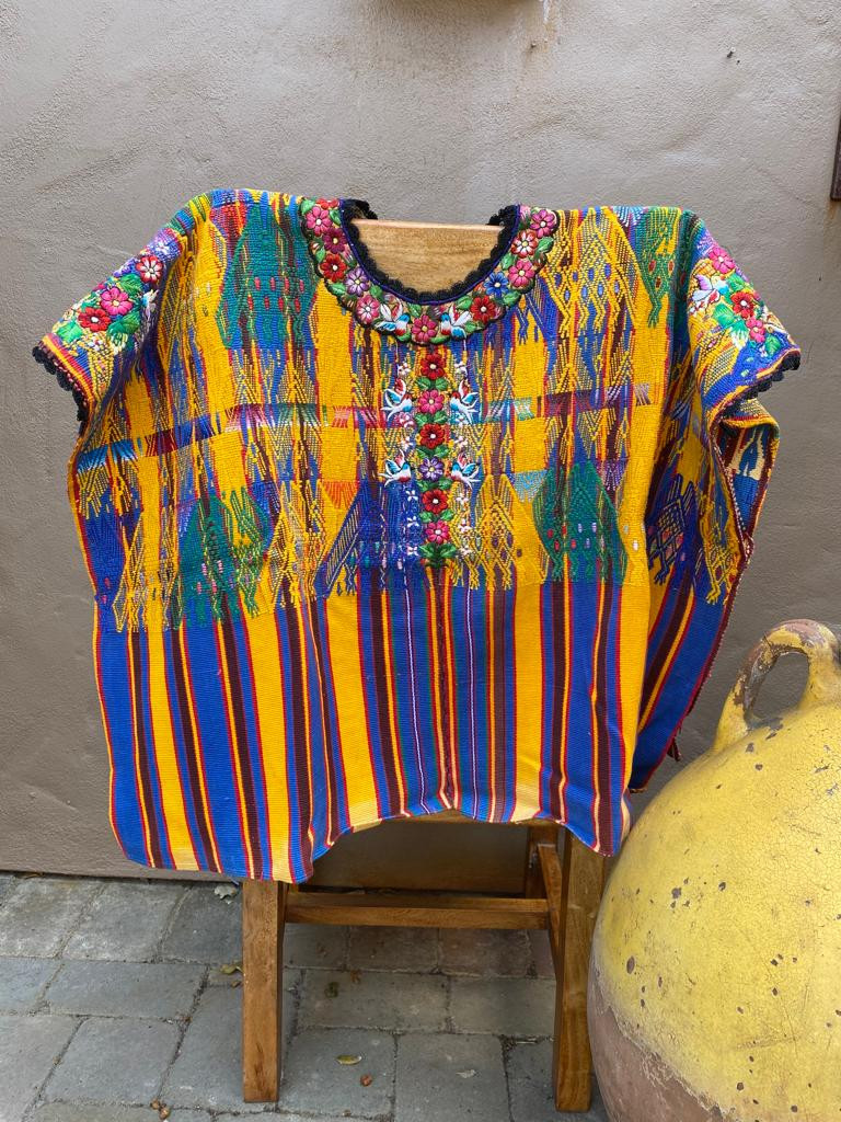 Handwoven Vintage Guatemalan Textiles, San Juan Sacatepequez Yellow ...