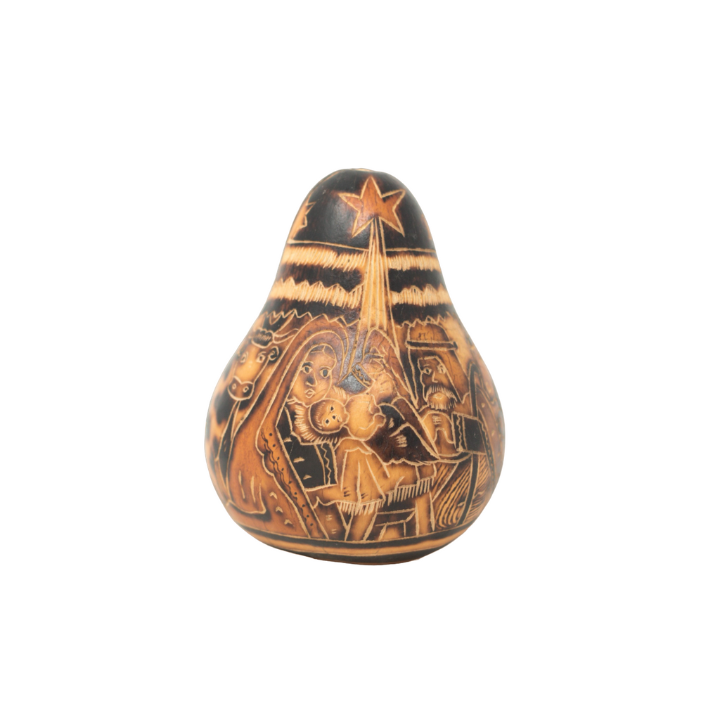 Handcarved Peruvian Gourd, Nativity in Christmas & Llamas by Pedro ...