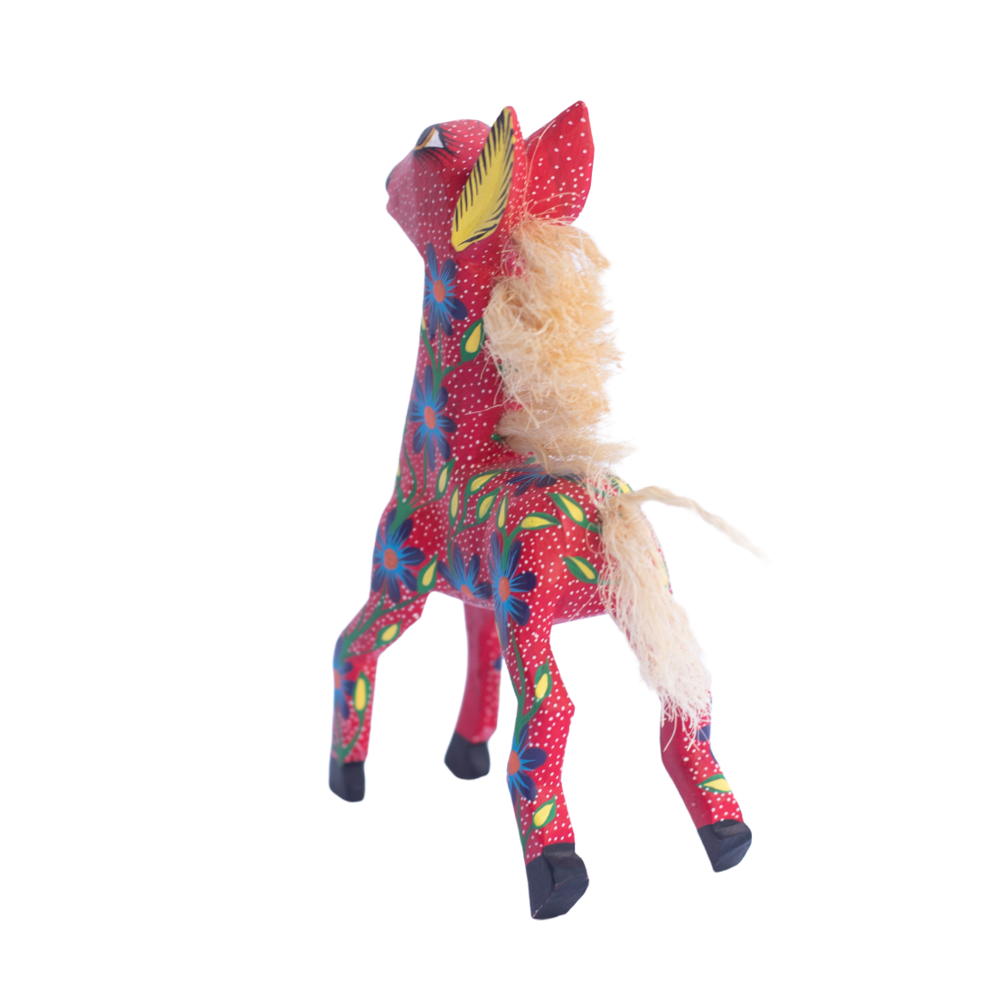 Handcarved Wooden Oaxacan Alebrije, Colorful Blue Flower Donkey ...