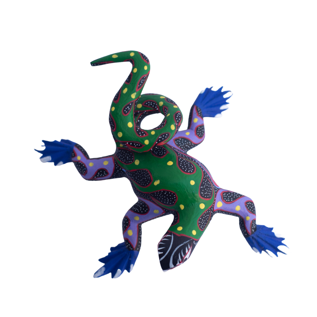 Handcarved Wooden Oaxacan Alebrije, Blue Footed Lizard, Magical Mexican Art