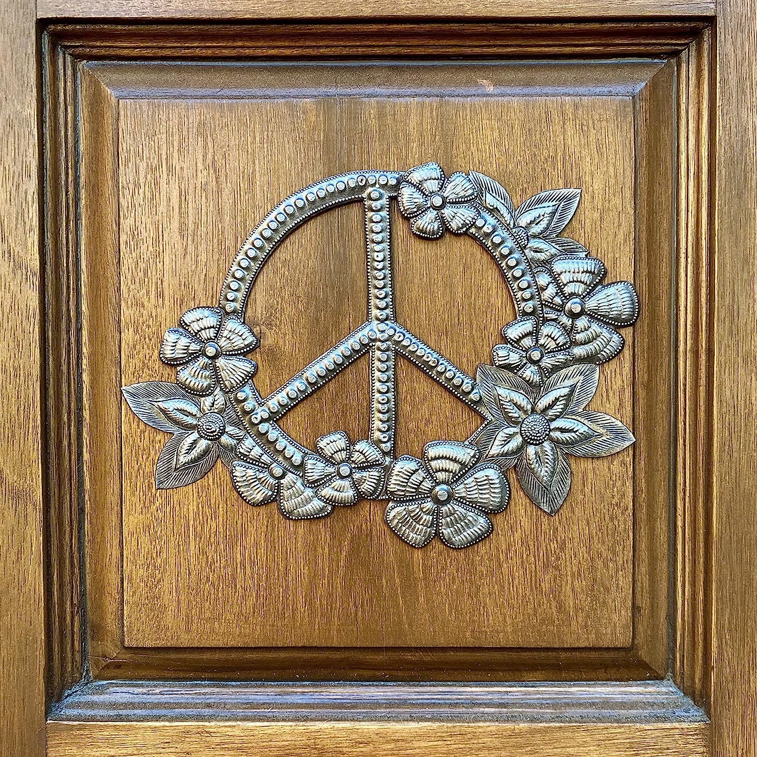 Handcrafted Haitian Metal Art, Peace Sign, Recycled Outdoor Wall Sculputre