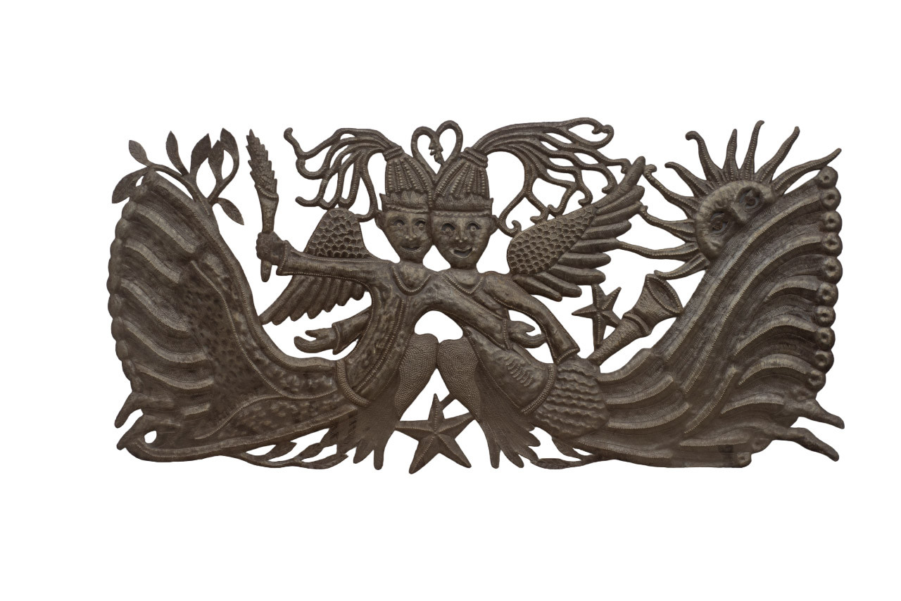 Handcrafted Haitian Folk Art, Angels with Torch & Trumpet, Eco-Friendly ...