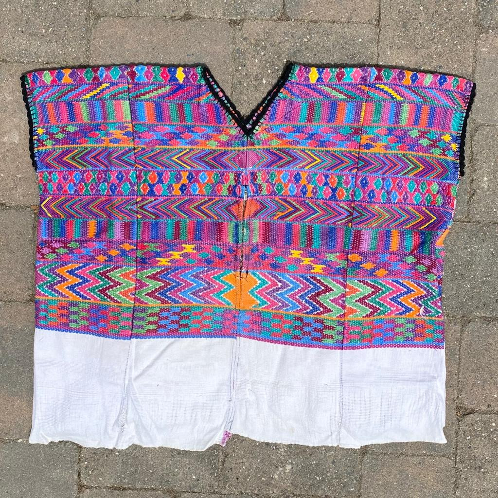 Handwoven Guatemalan Traditional White Base Huipil from San Pedro ...