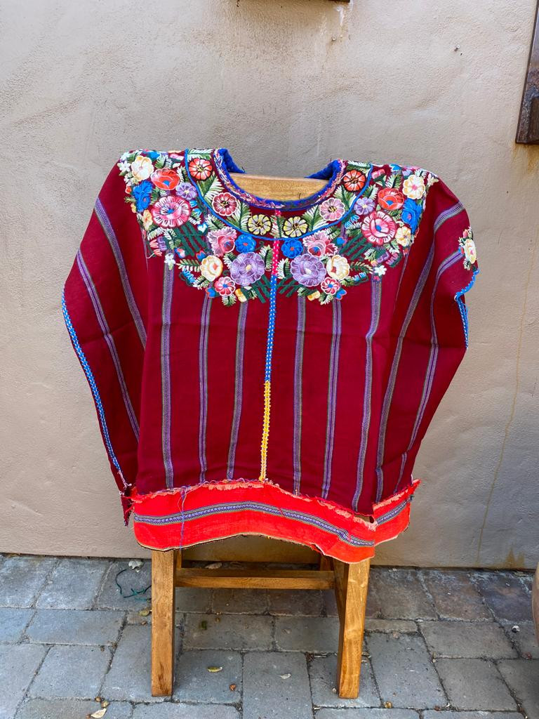Handwoven Vintage Guatemalan Blouse, Red Flower Patzun Huipil ...