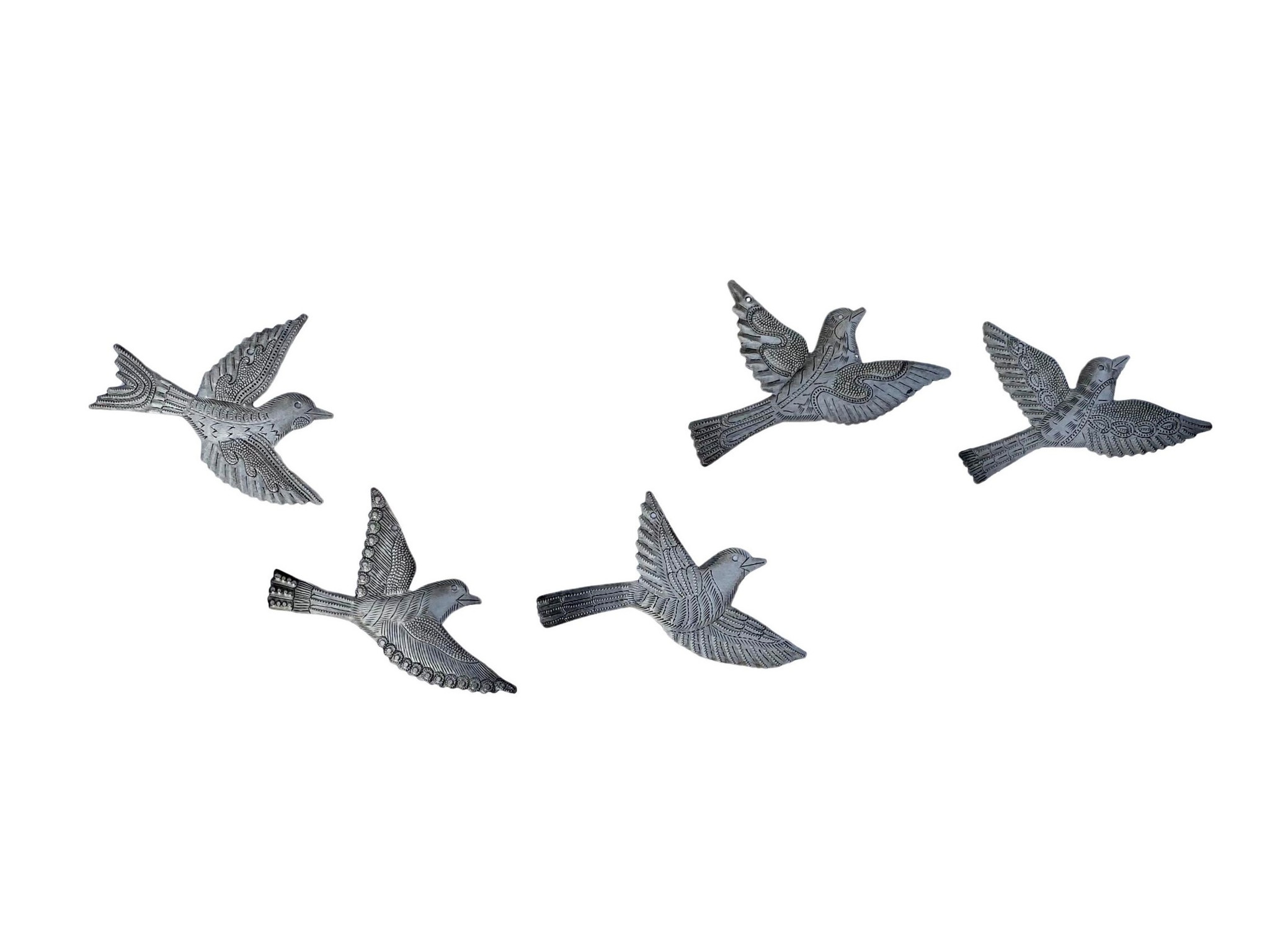 Set of 5 Fine Detail Birds, Wall Hanging Birds facing Right, Handmade ...