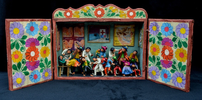 peruvian retablo, portable alter, hand made purvian art