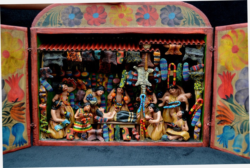 peruvian retablo, portable alter, hand made purvian art
