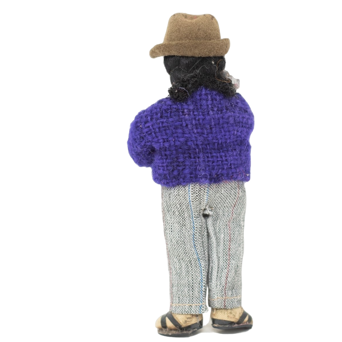 DOLL41 Soft Sculpture Bolivian Doll Musician Doll with Siku Panpipe