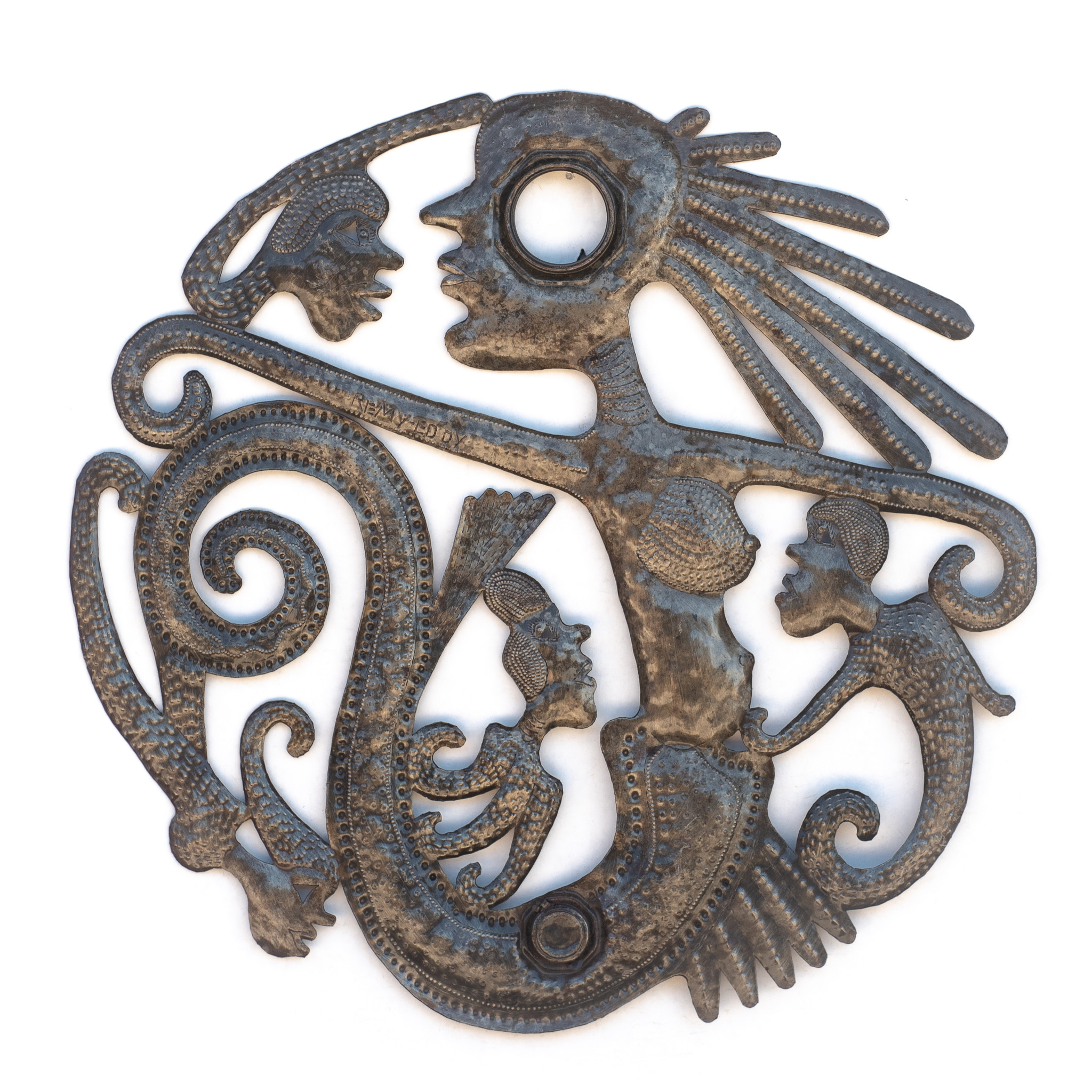 Handmade Haitian Art, Mother of Voodoo Creatures, Recycled Metal Decor