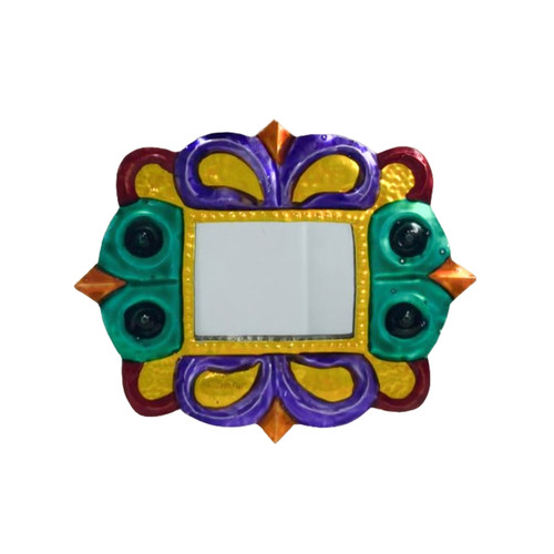 Rustic & Vintage Mexican Folk Art, Rectangular Colorful Mirror, Unique ...