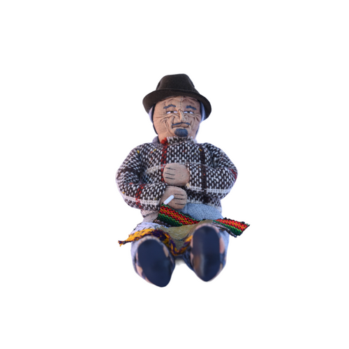 Handknit Bolivian Soft Sculpture Doll, Bolivian Man Selling Coca Leaves ...