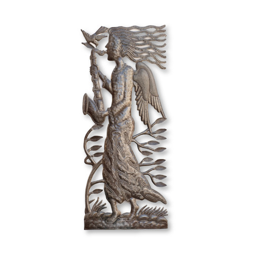 Saxophone Angel Playing in the Wind, One-of-a-Kind Handcrafted Haitian ...
