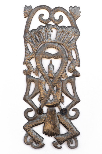 Handmade Sustainable Decor, Voodoo Metal Bird Creature, Fair Trade Art