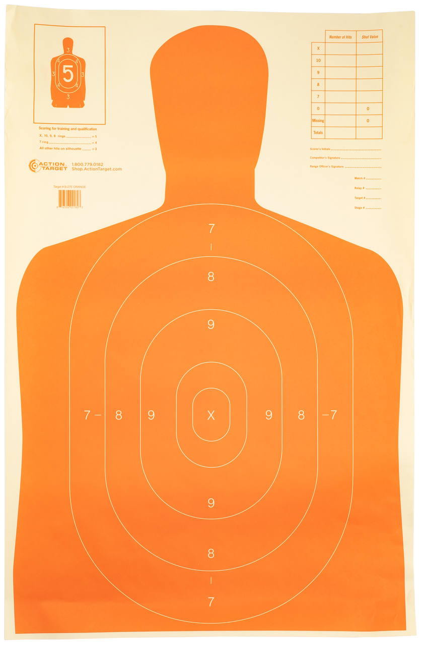 Action Target B27EORANGE Qualification Economy Silhouette Hanging Paper ...