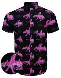 Retro Rifle Button Down Short Sleeve Saws & Macaws Black large ...