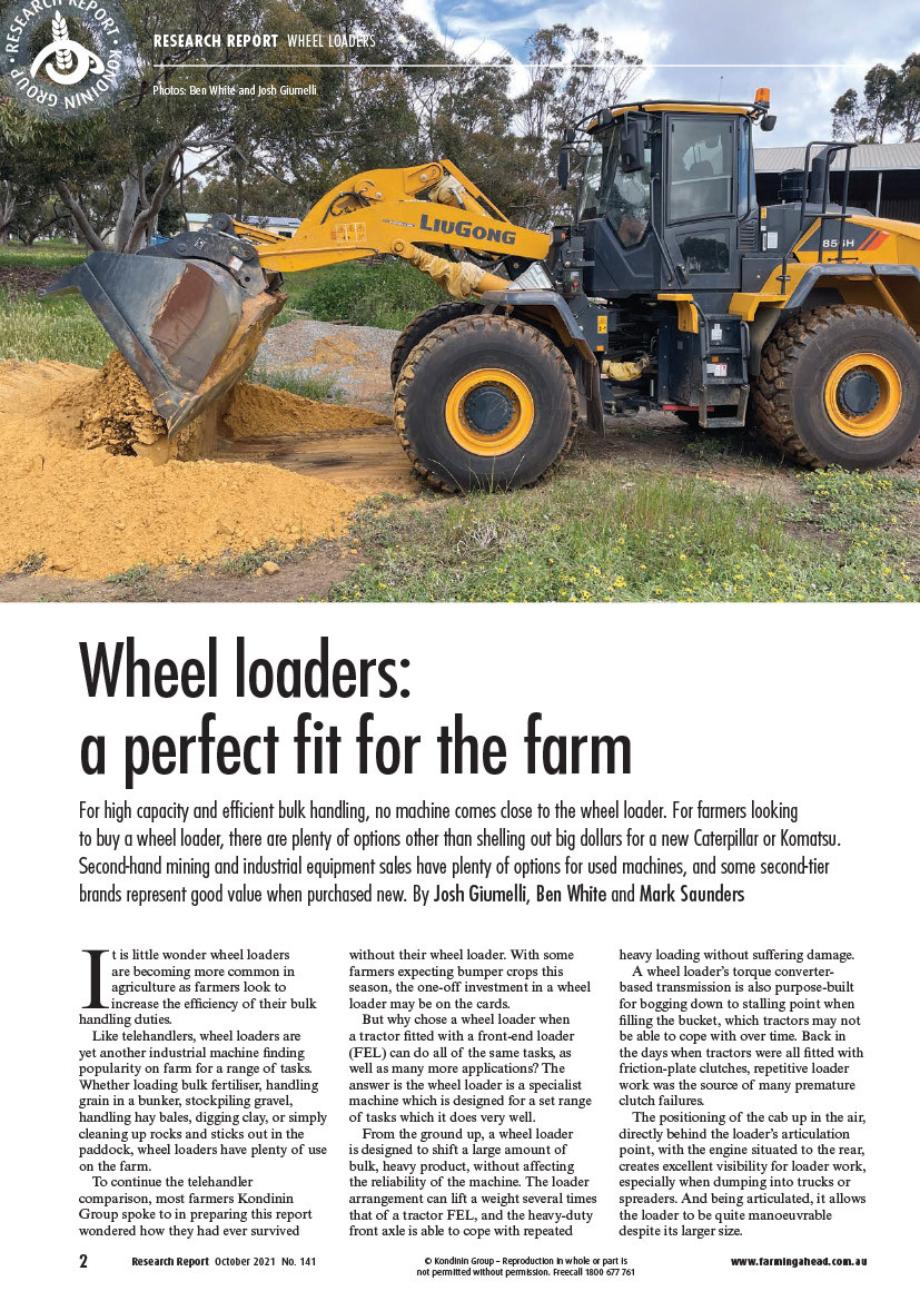 Research Report 141: Wheel Loaders - Kondinin Group Bookstore