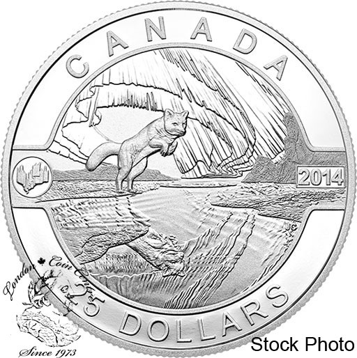 Canada: 2014 $25 Arctic Fox and Northern Lights 1 oz pure Silver Coin ...