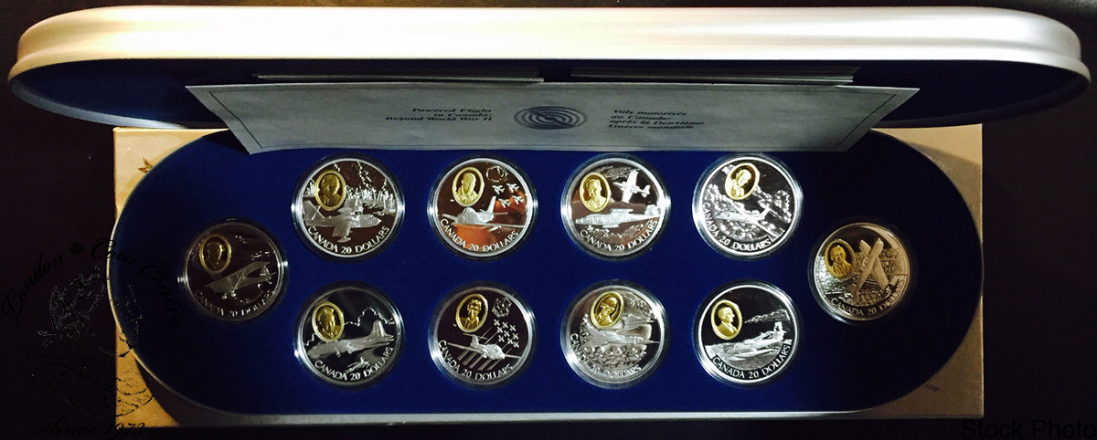 Canada: 1990 - 1994 $20 Aviation Silver 10 Coin Set - London Coin ...