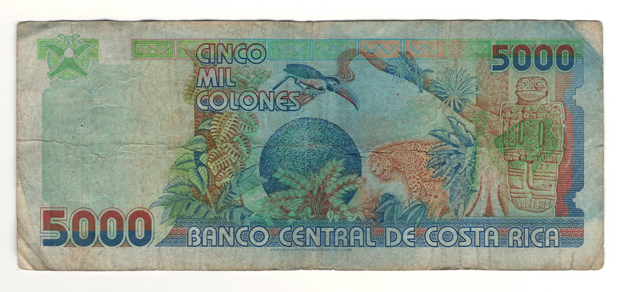 Costa Rica: 1999 5000 Colones Banknote - London Coin Centre Inc.