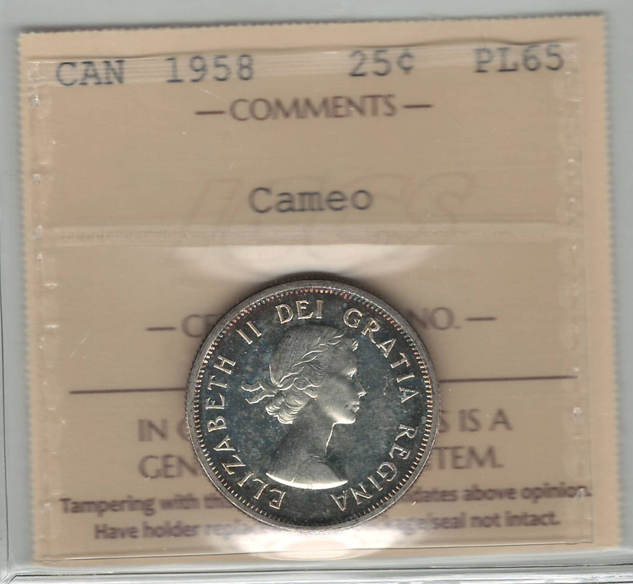 Canada: 1958 25 Cents ICCS PL65 Cameo - London Coin Centre Inc.