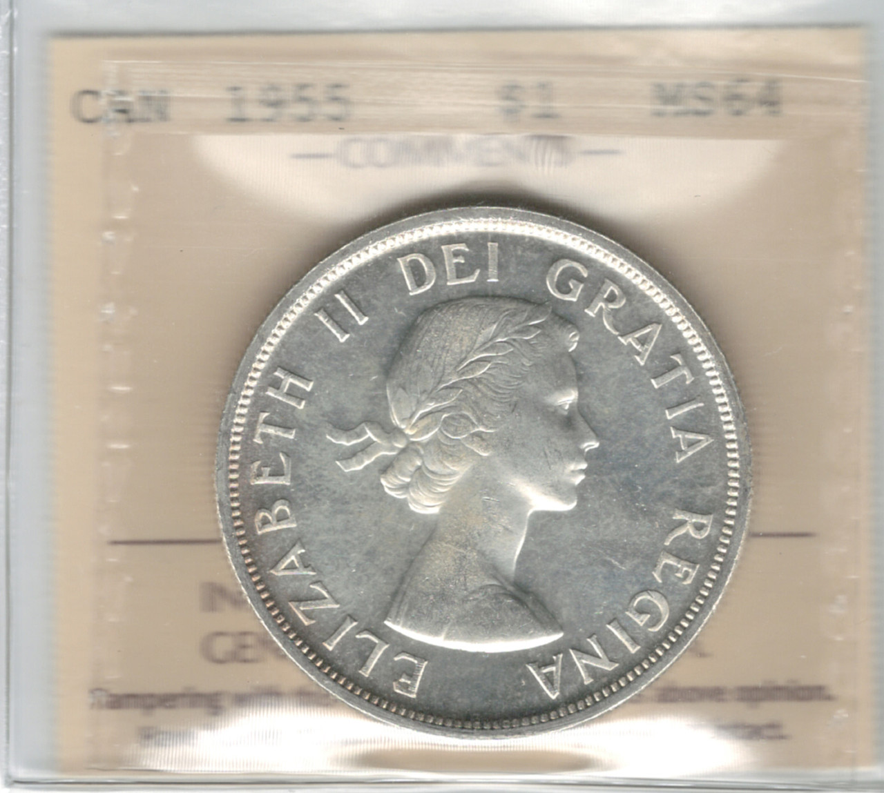 Canada: 1955 $1 Silver Dollar ICCS MS64 #18 - London Coin Centre Inc.