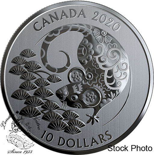 Canada: 2020 $10 Year of the Rat 1/2 oz. Pure Silver Coin *No Outer Box ...