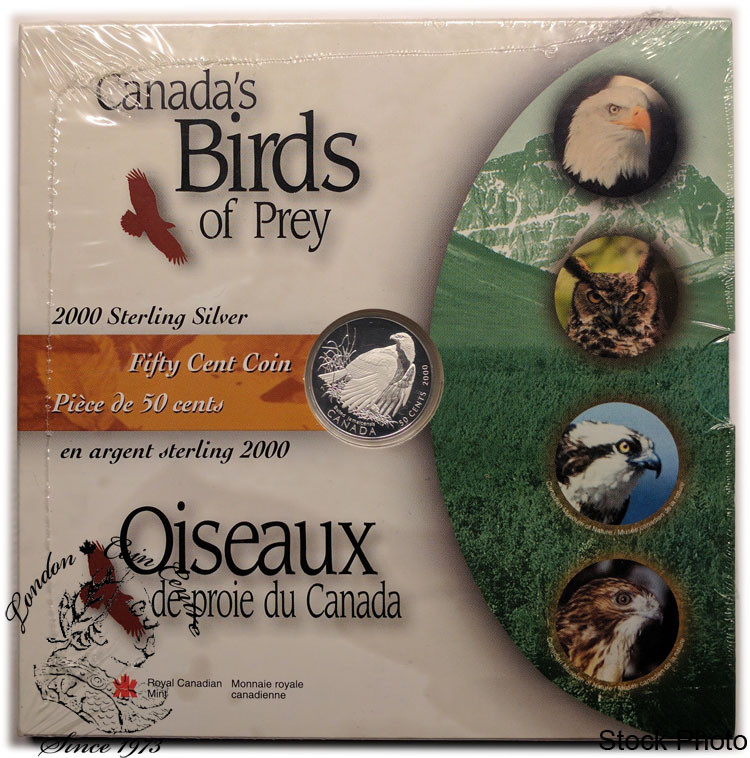 Canada: 2000 50 Cents Birds of Prey Red Tailed Hawk Coin in RCM ...