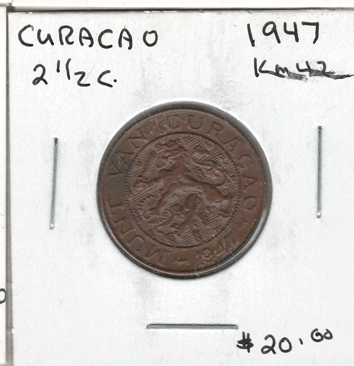 Curacao: 1947 2 1/2 Cent - London Coin Centre Inc.