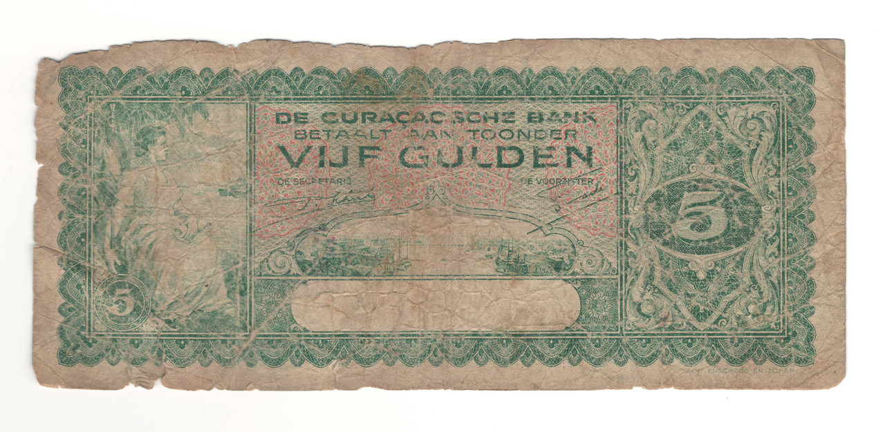 Curacao: 1939 5 Gulden Banknote - London Coin Centre Inc.