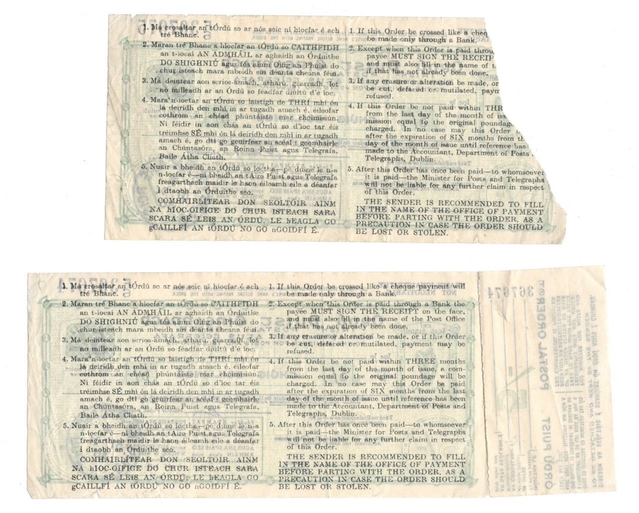 Ireland: 1930's 5 Shilling Postal Order 2 Pcs - London Coin Centre Inc.