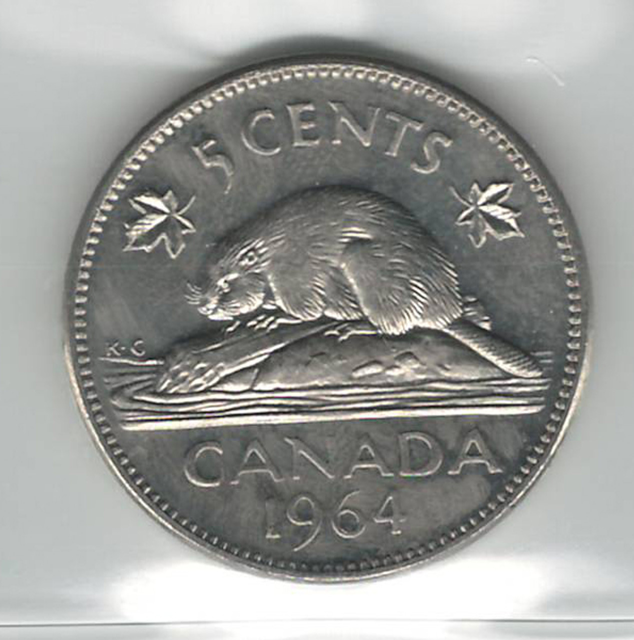 Canada: 1964 5 Cents Extra Waterline ICCS MS64 - London Coin Centre Inc.
