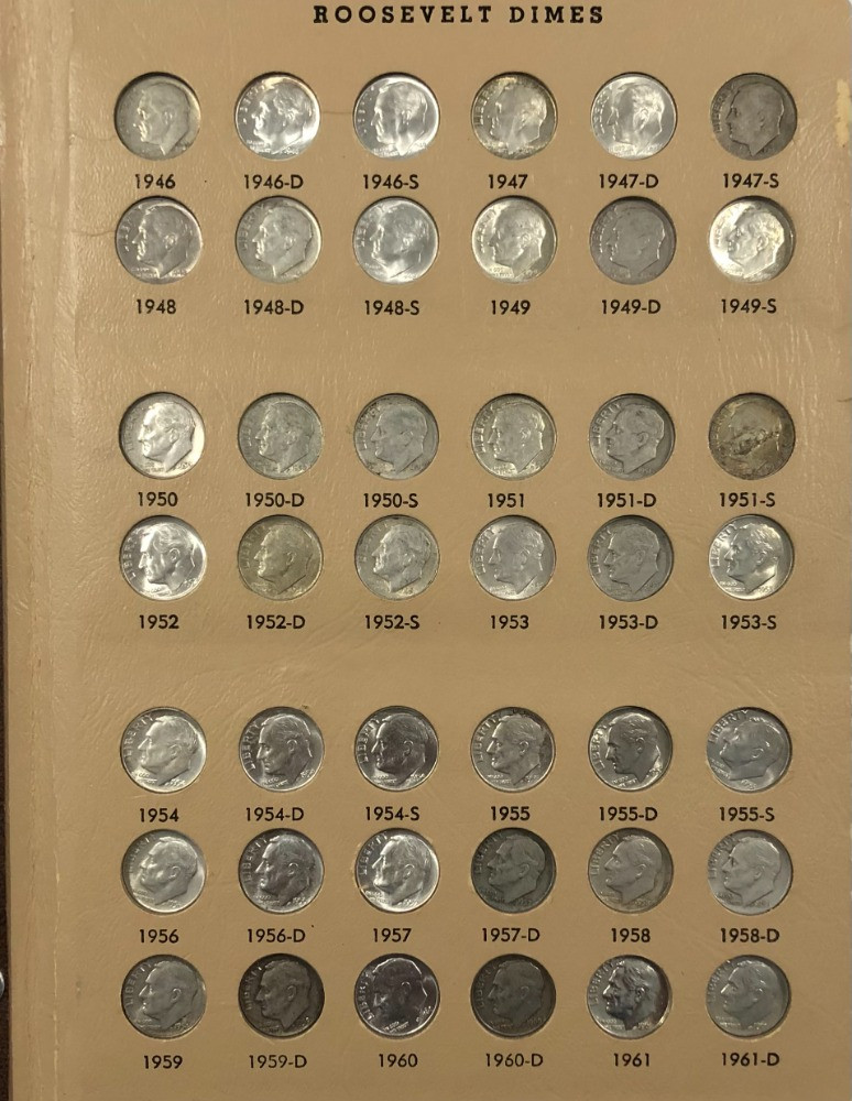 United States: 1946 - 2013 Roosevelt Dime Collection in Book - Complete ...