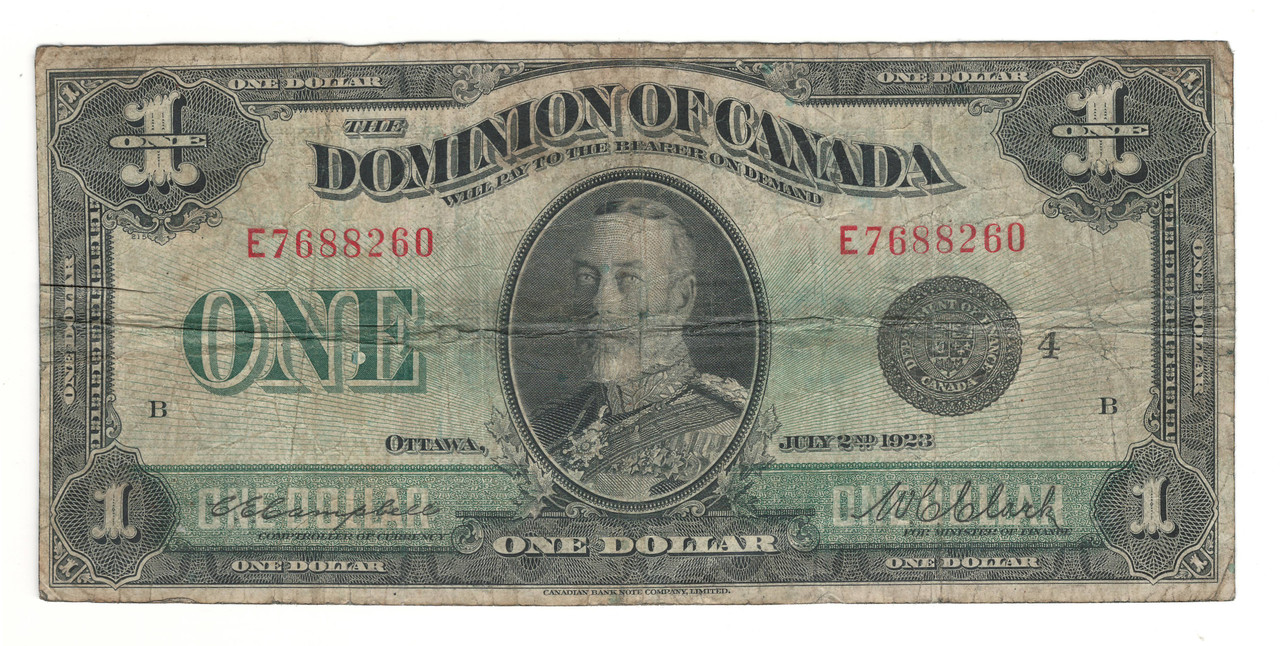 Canada: 1923 $1 Banknote - Dominion of Canada E7688260 Black Seal ...