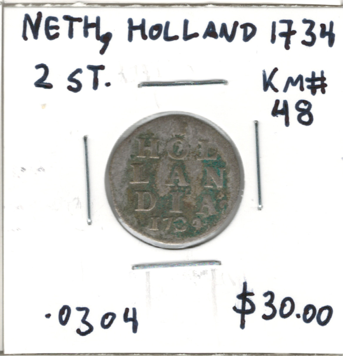 Netherlands, Holland: 1734 2 Stuivers - London Coin Centre Inc.
