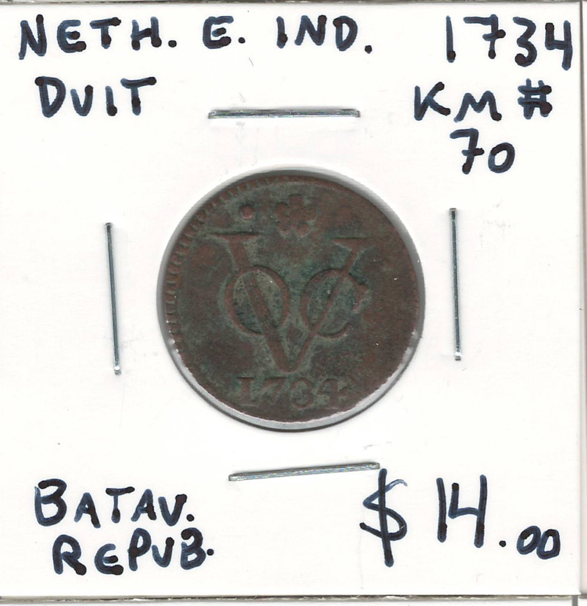 Netherlands East Indies: 1734 Duit Batavian Republic - London Coin ...