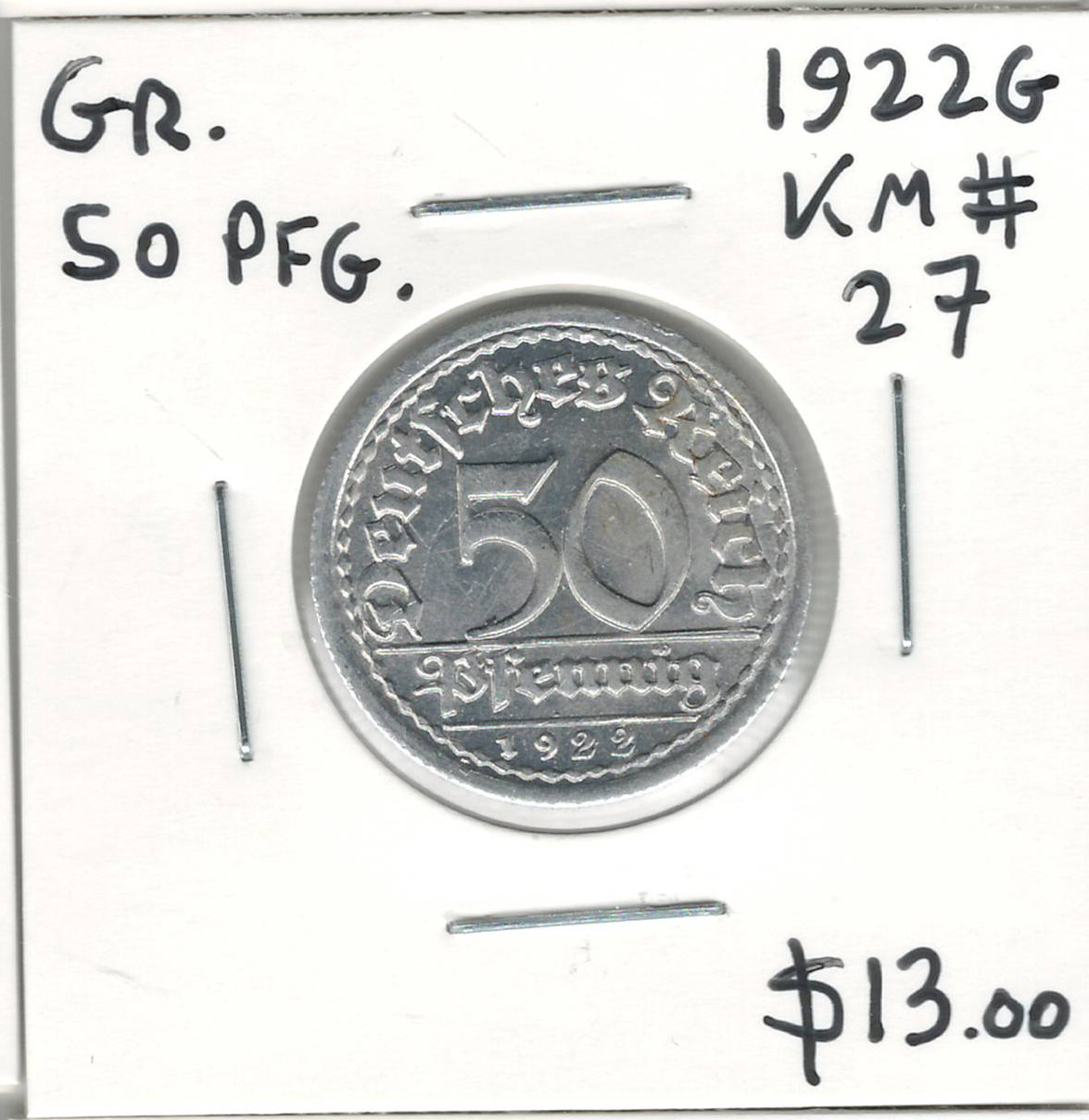 Germany: 1922G 50 Pfennig - London Coin Centre Inc.