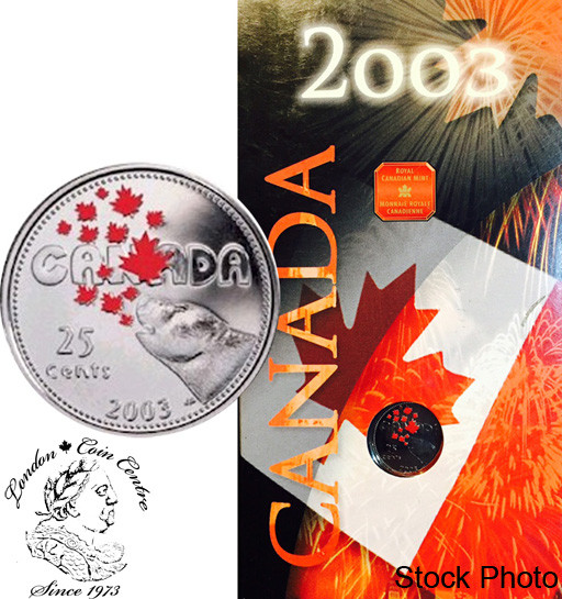 Canada: 2003 25 Cent with Polar Bear Canada Day Coloured Coin in Folder ...