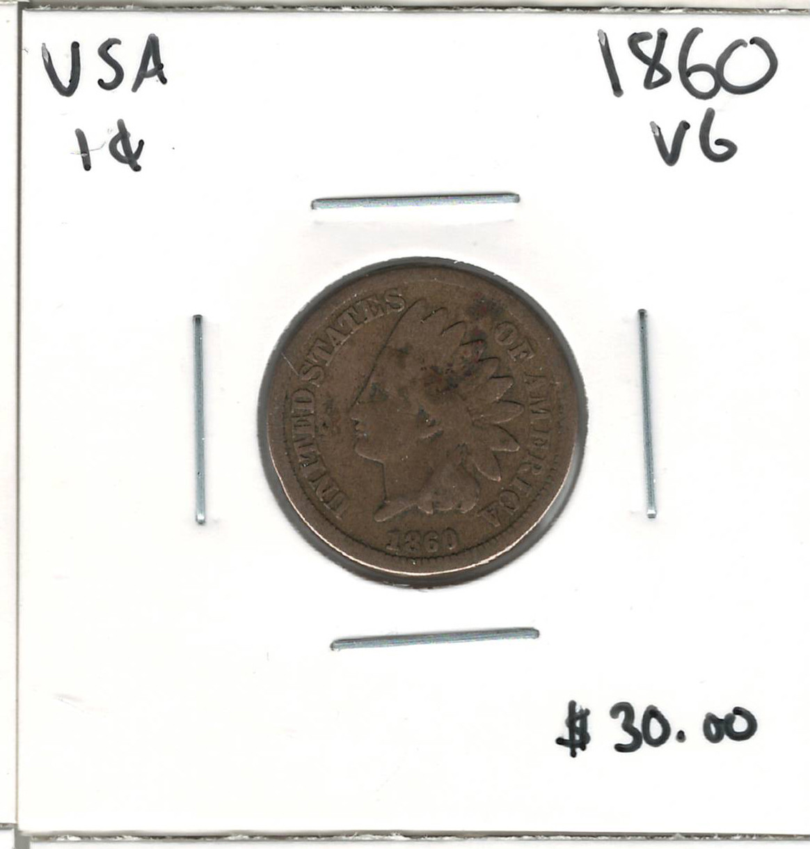 United States: 1860 1 Cent VG - London Coin Centre Inc.