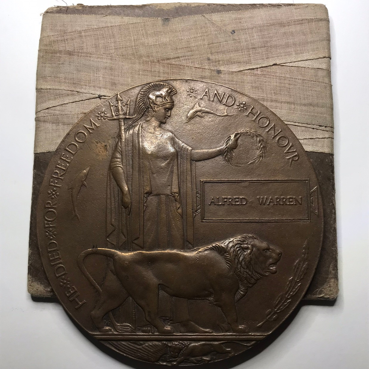 Great Britain: WWI Death Penny / Memorial Plaque to Alfred Warren ...