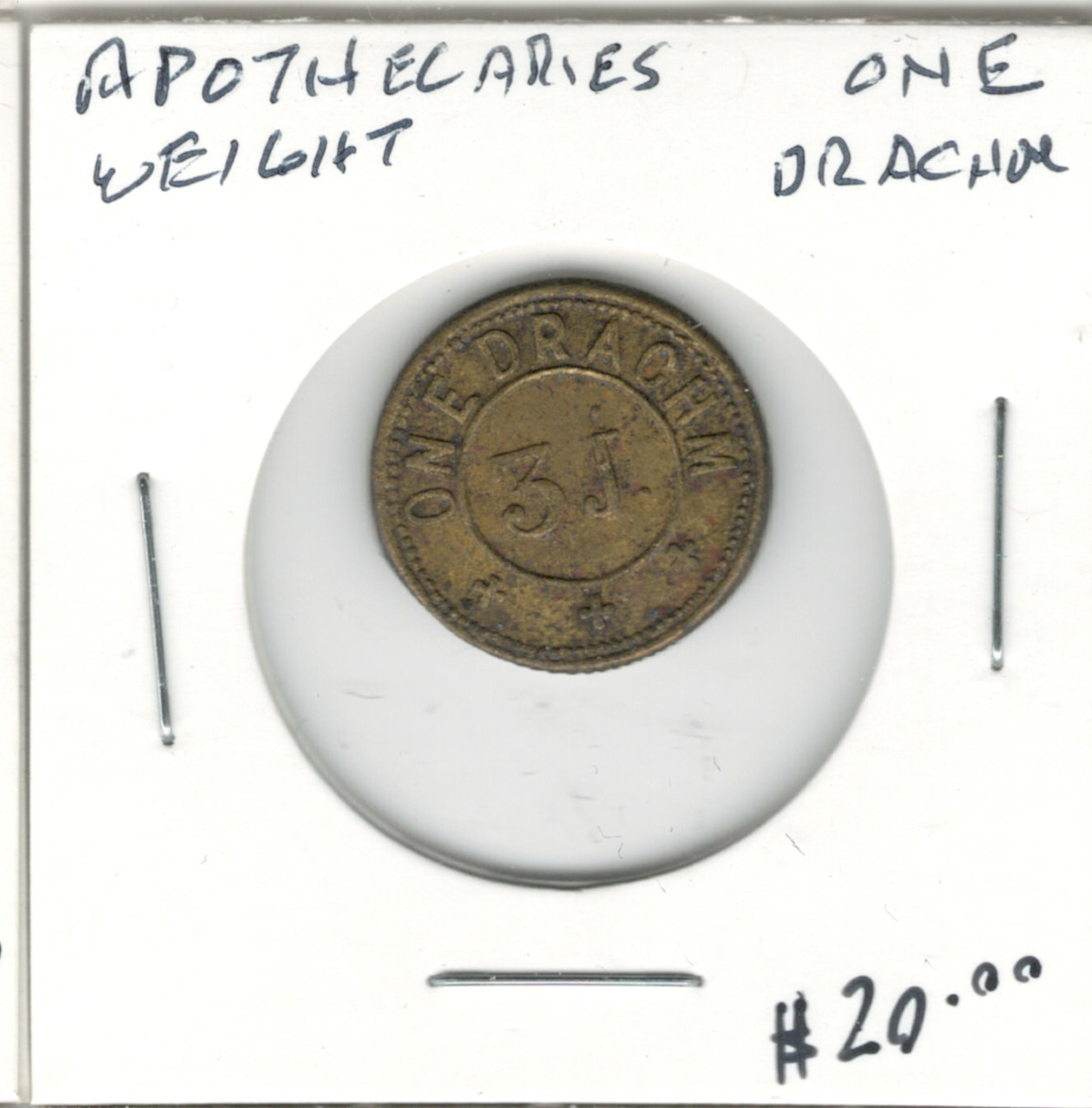 Apothecaries Weight One Drachm - London Coin Centre Inc.