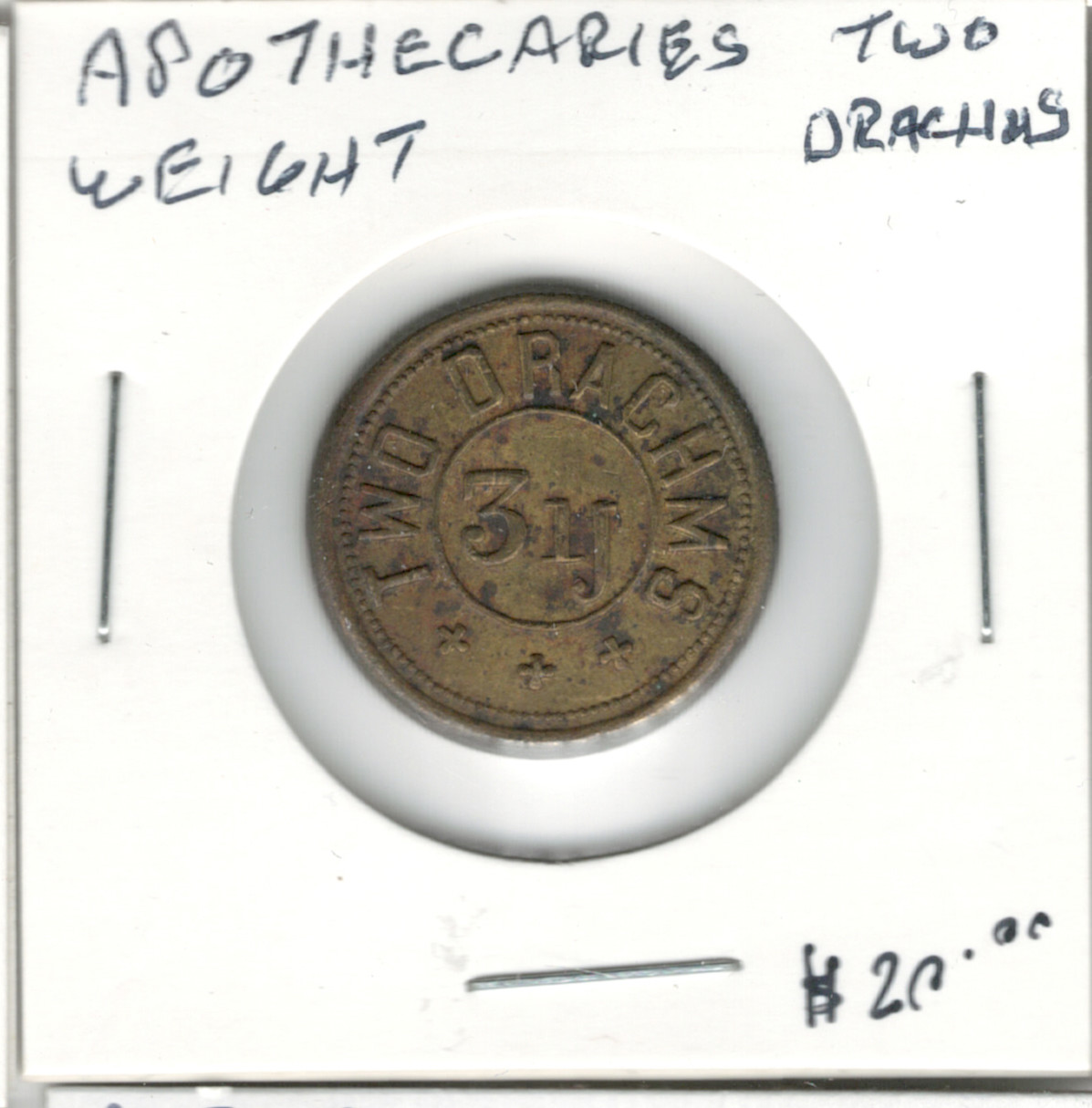 Apothecaries Weight Two Drachms - London Coin Centre Inc.